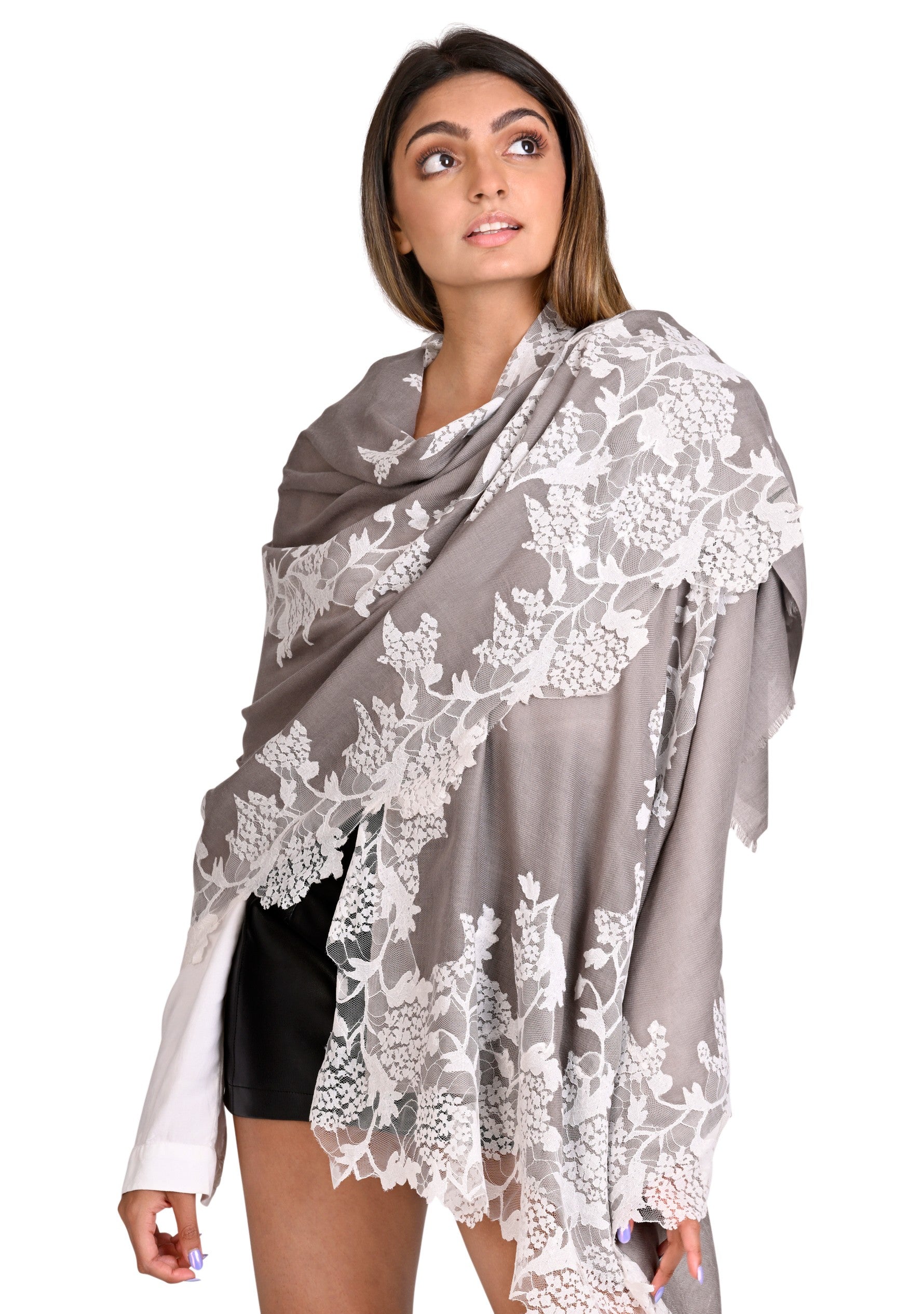 Mousse Wool & Silk Scarf White Lace